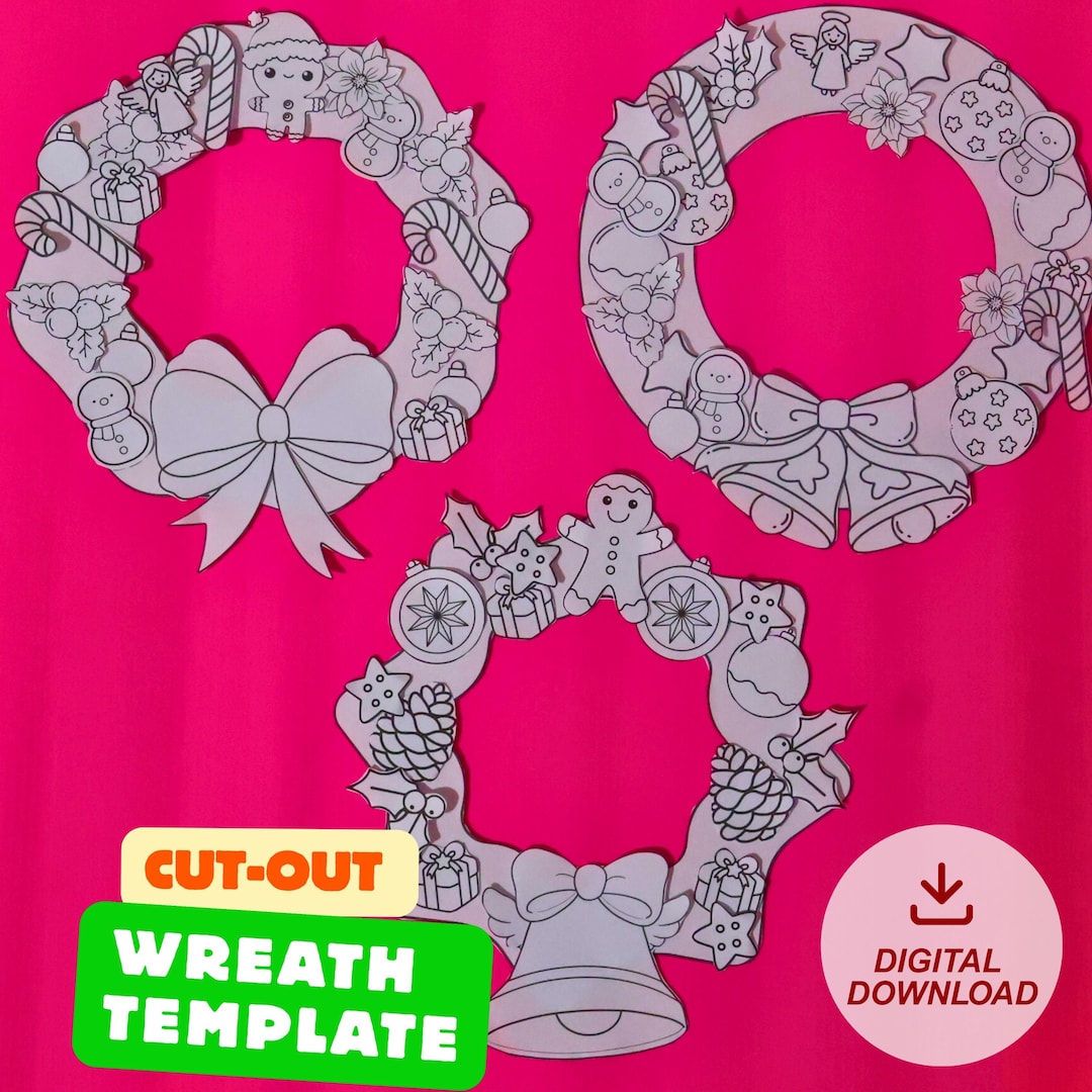 Christmas Wreath Craft Kit Printable, DIY Coloring - Craft PDF - Etsy