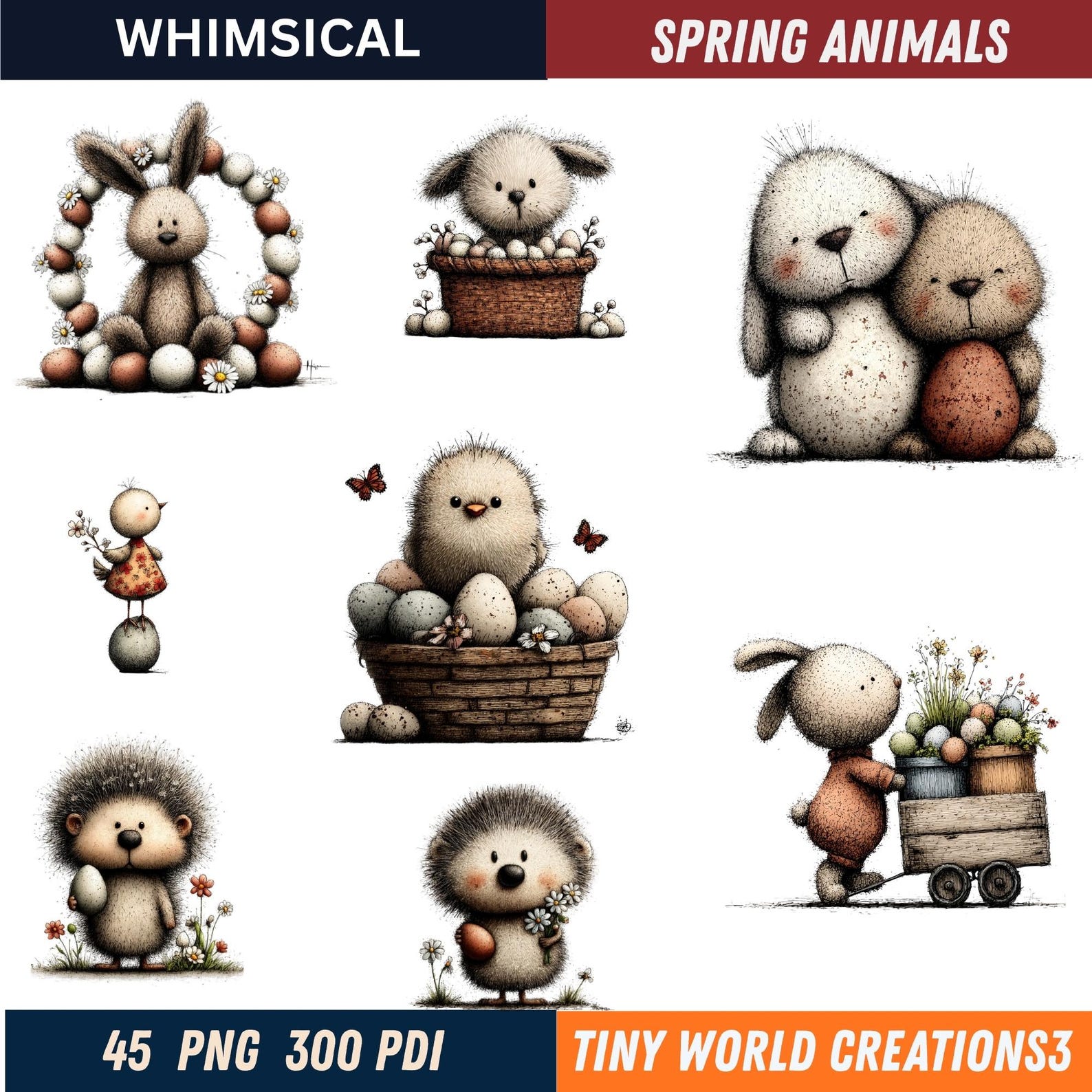 Easter Animals Clipart | Spring Animal PNG Bundle | Watercolor Easter ...