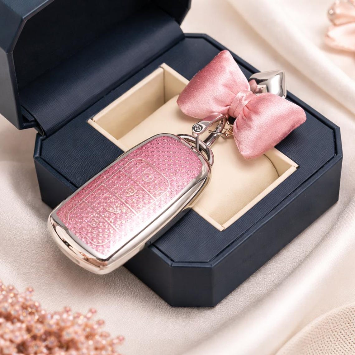 Rhinestone Car Key Cover With Bow, Sparkly Girly Key Case for Women ...