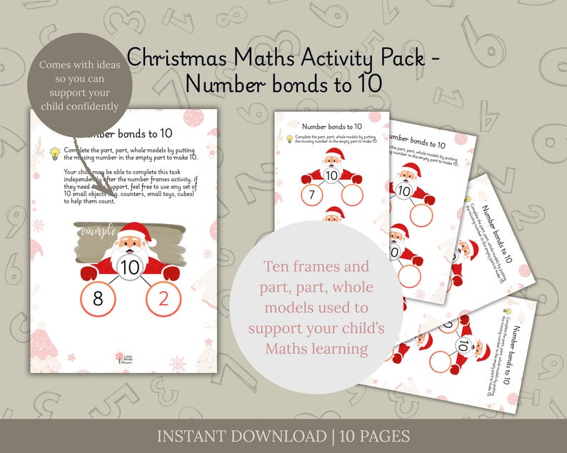 Christmas Number Bonds to 10 Worksheet | Festive Early Maths Activity ...