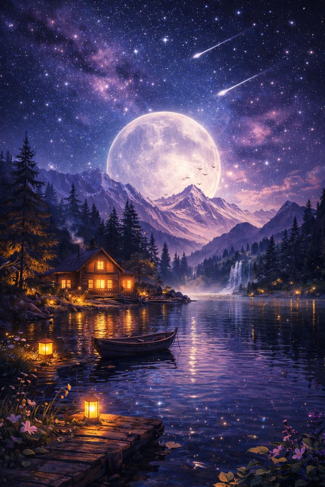 Moonlight Calm Phone Wallpapers | Dreamy Night Landscape Set | 4 ...