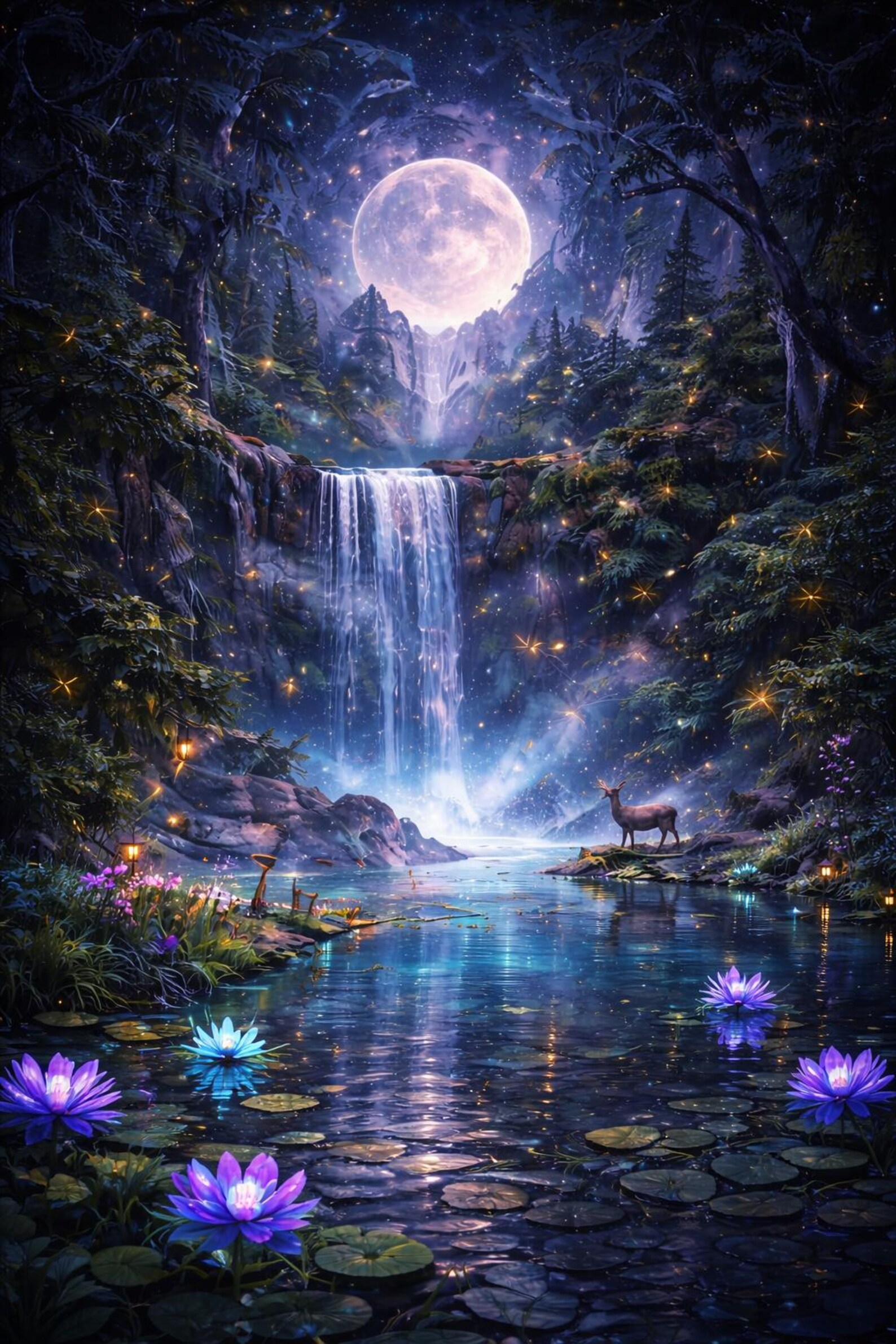 Moonlight Calm Phone Wallpapers | Dreamy Night Landscape Set | 4 ...