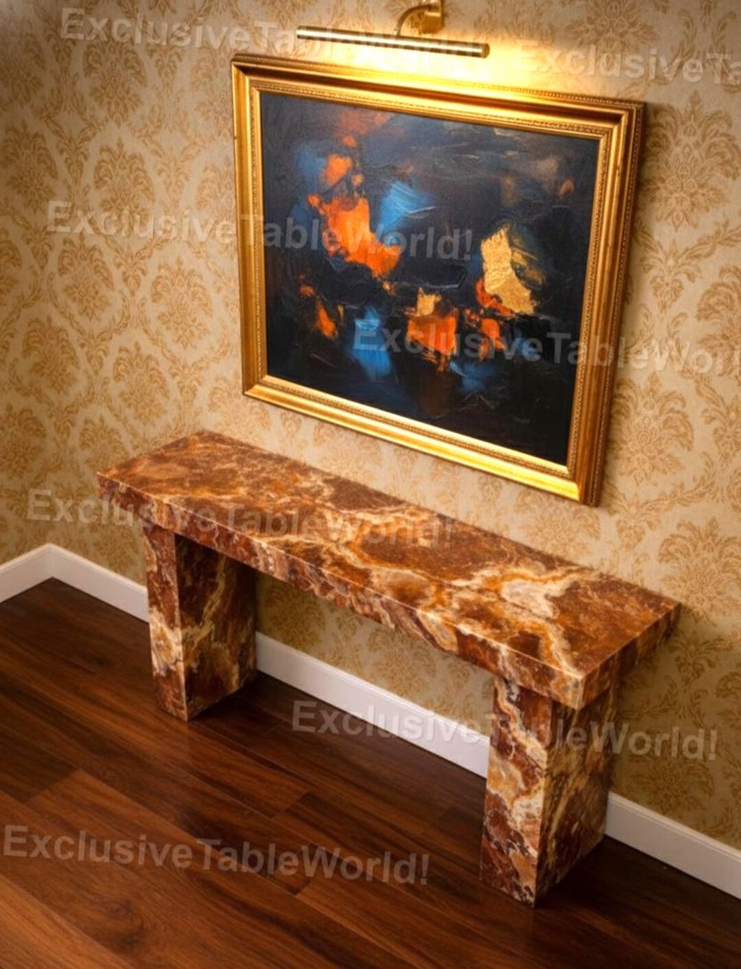 Modern Stone Console Table Natural Orange Onyx Marble Entry Table ...