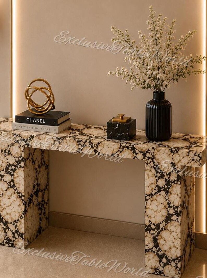 Handcrafted Breccia Marble Console Table | Natural Stone Entryway ...