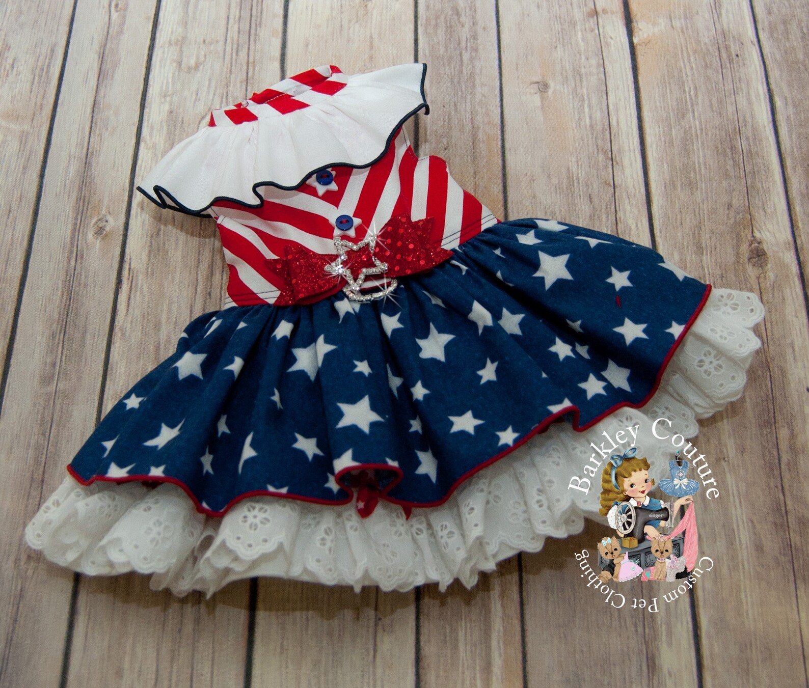 Stars and Stripes Dog Dress, 4th of July Outfit, Small Dog Clothes - Etsy