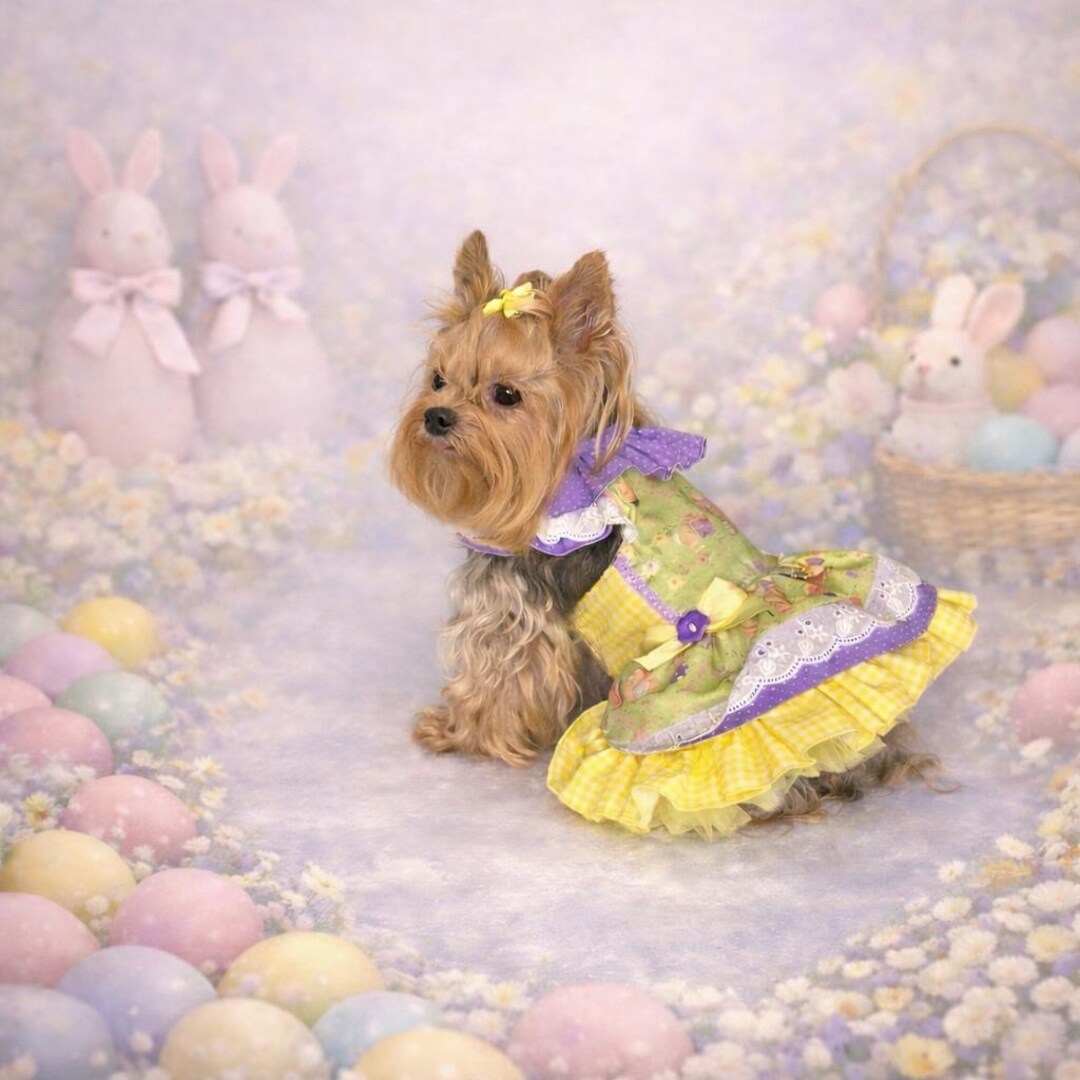 Easter Dog Dress – Pastel Bunny Gingham Couture Pet Outfit - Etsy