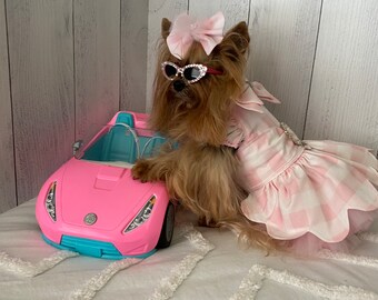 Fancy Dog Dress for Small Dogs, Pink Gingham Dog Dress, Dog of Honor ...