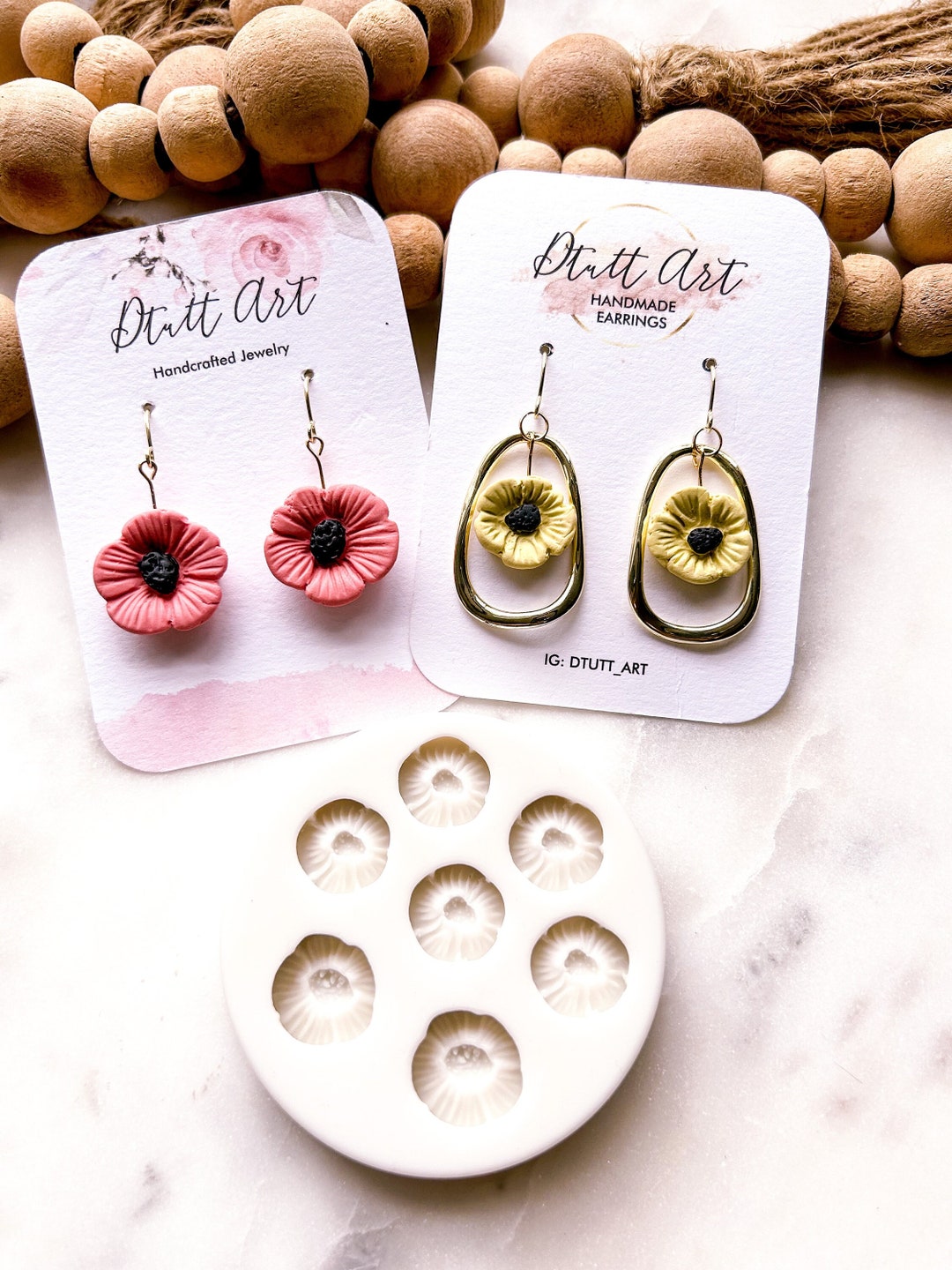 POPPIES FLOWER Clay MOLD // Polymer Clay Mold, Rubber Silicone, Clay ...