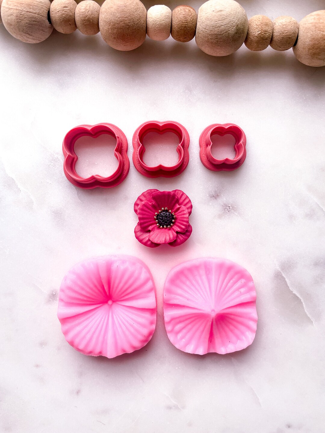 4 LEAF POPPIES PETAL Mold and Cutter // Polymer Clay Cutter, Pla ...