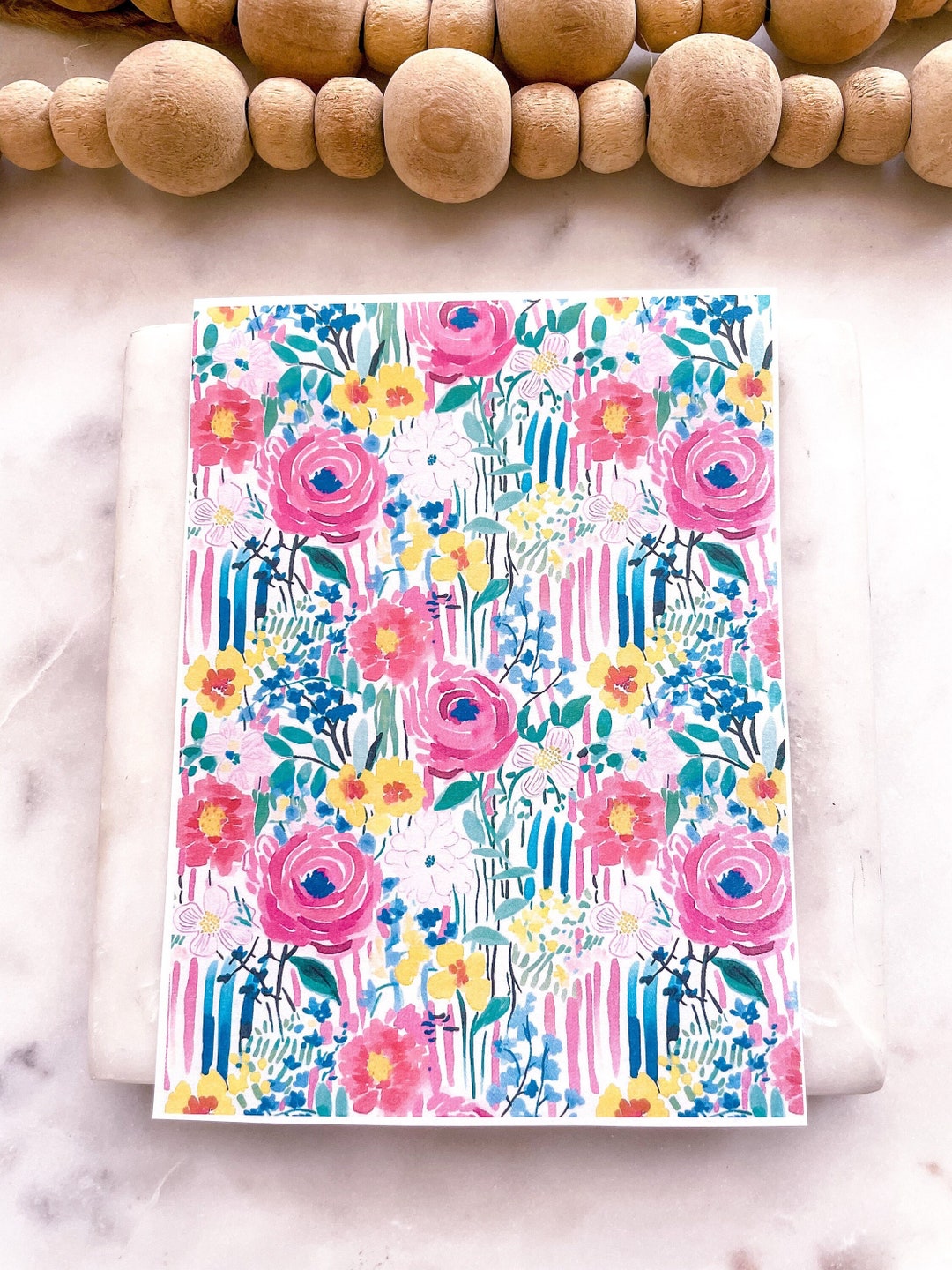 AF02 CLAY TRANSFERS PAPERS/ Abstract Bright Spring Floral, Soluble ...