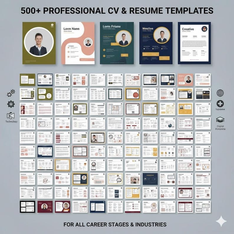 500+ Professional CV & Resume Templates Bundle | Modern, Ats-friendly ...