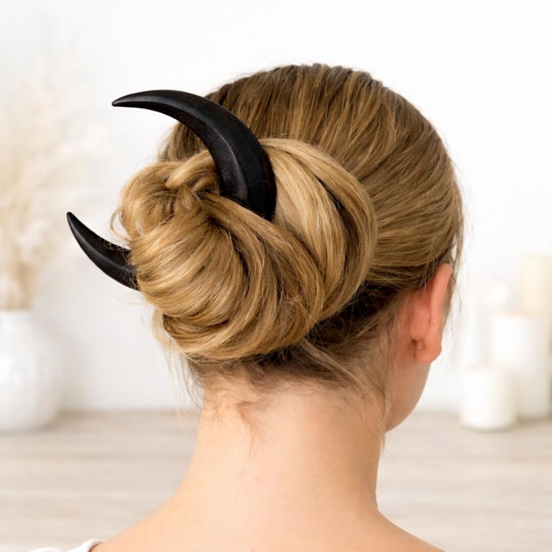 Crescent Moon Wooden Hair Stick, Hand-carved Bun & Updo Accessory - Etsy