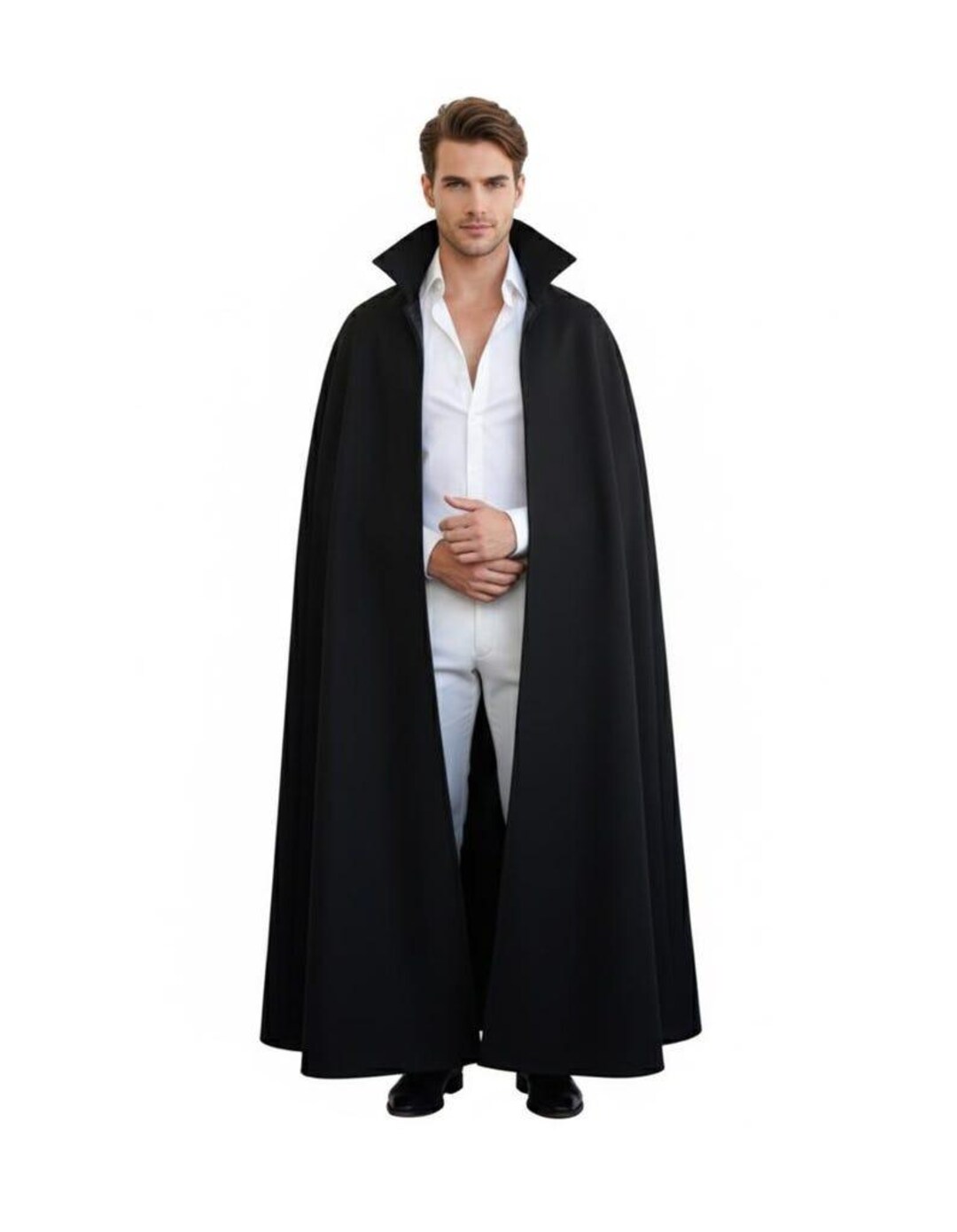 Dark Lord Inspired Cape With Leather Collar | Black Cosplay Cloak for ...