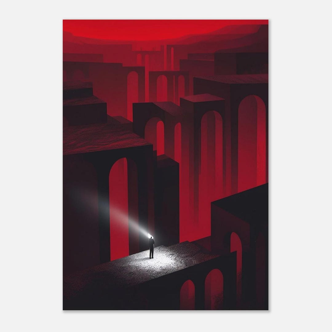 Dark Fantasy, Red Horror Landscape, Minimalist Poster Art - Etsy