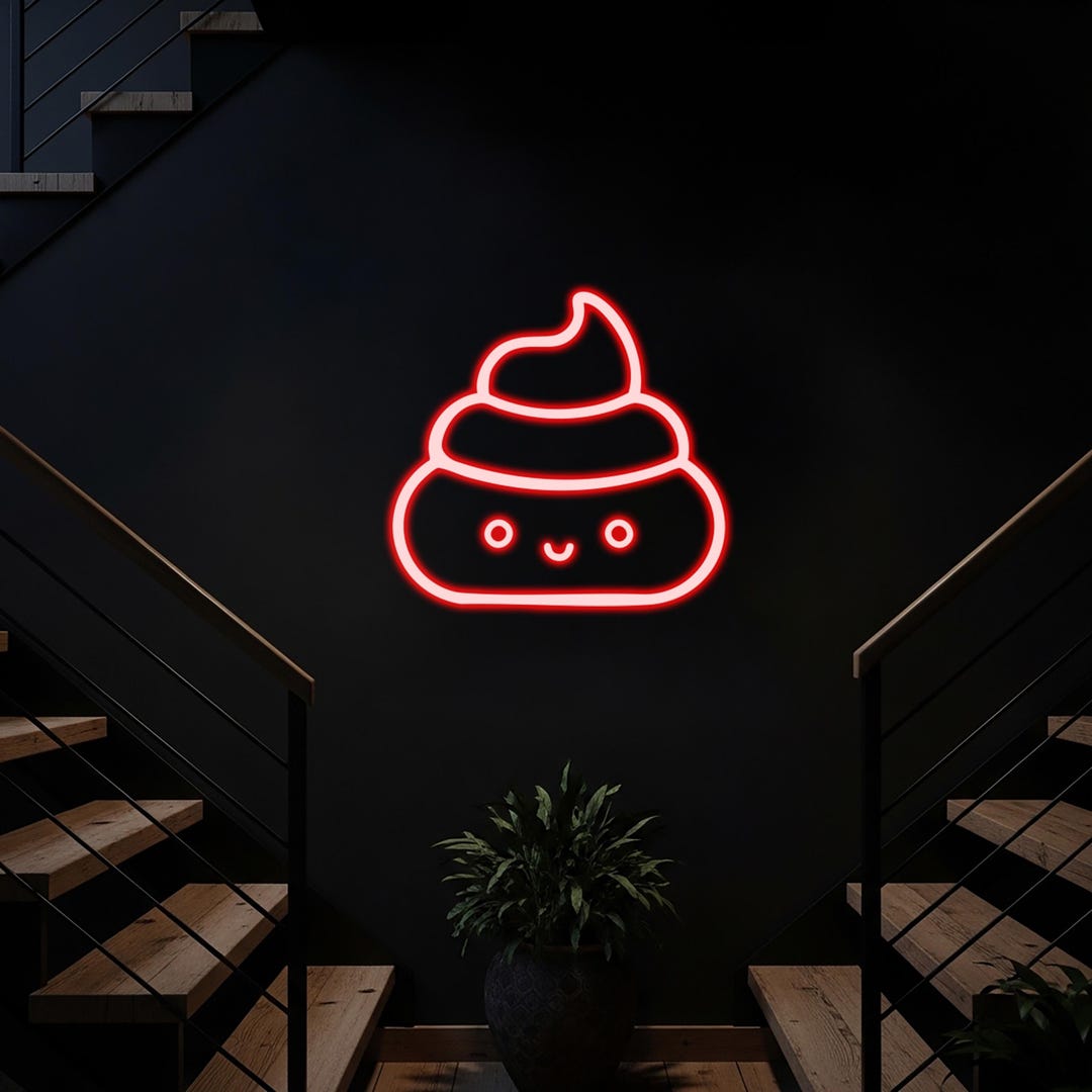 Funny Poop Emoji LED Neon Sign, Whimsical Bathroom Decor - Etsy