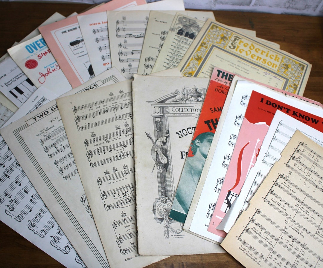 Sheet Music Papers Assorted Lot of 20 Pages Variety Pack Crafting Junk ...