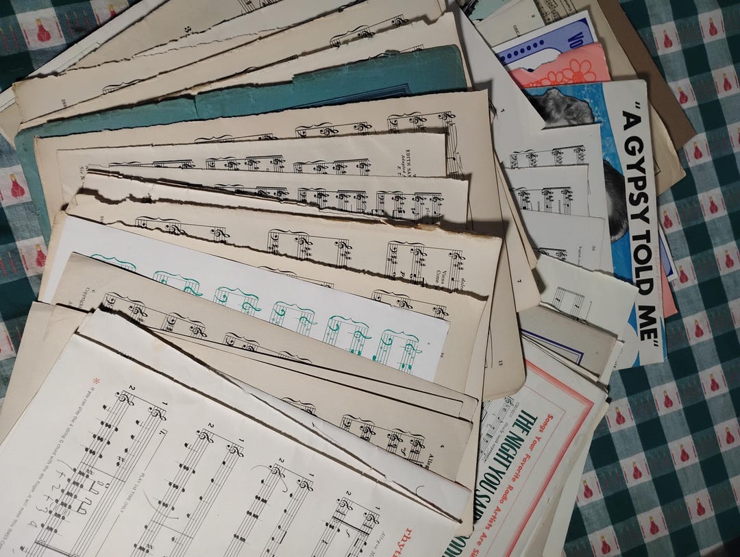 Vintage & Antique Sheet Music Papers Crafting Junk Journal Collage ...