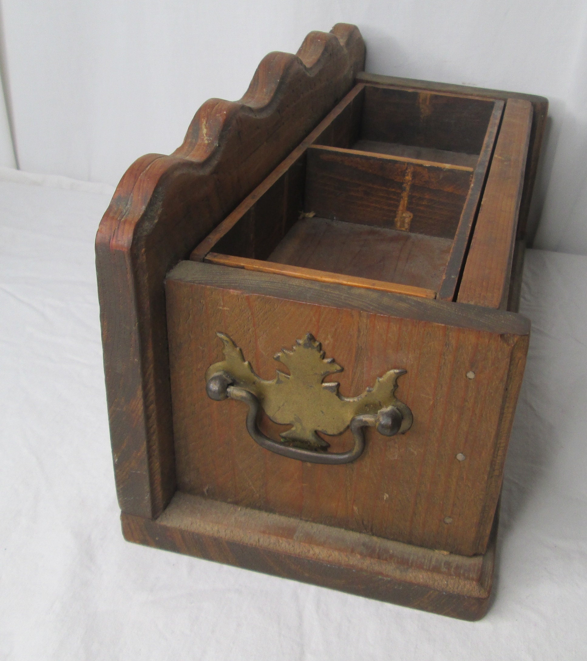 Home & Living Wooden Handmade Box Chest w Tray Storage Metal Handles ...