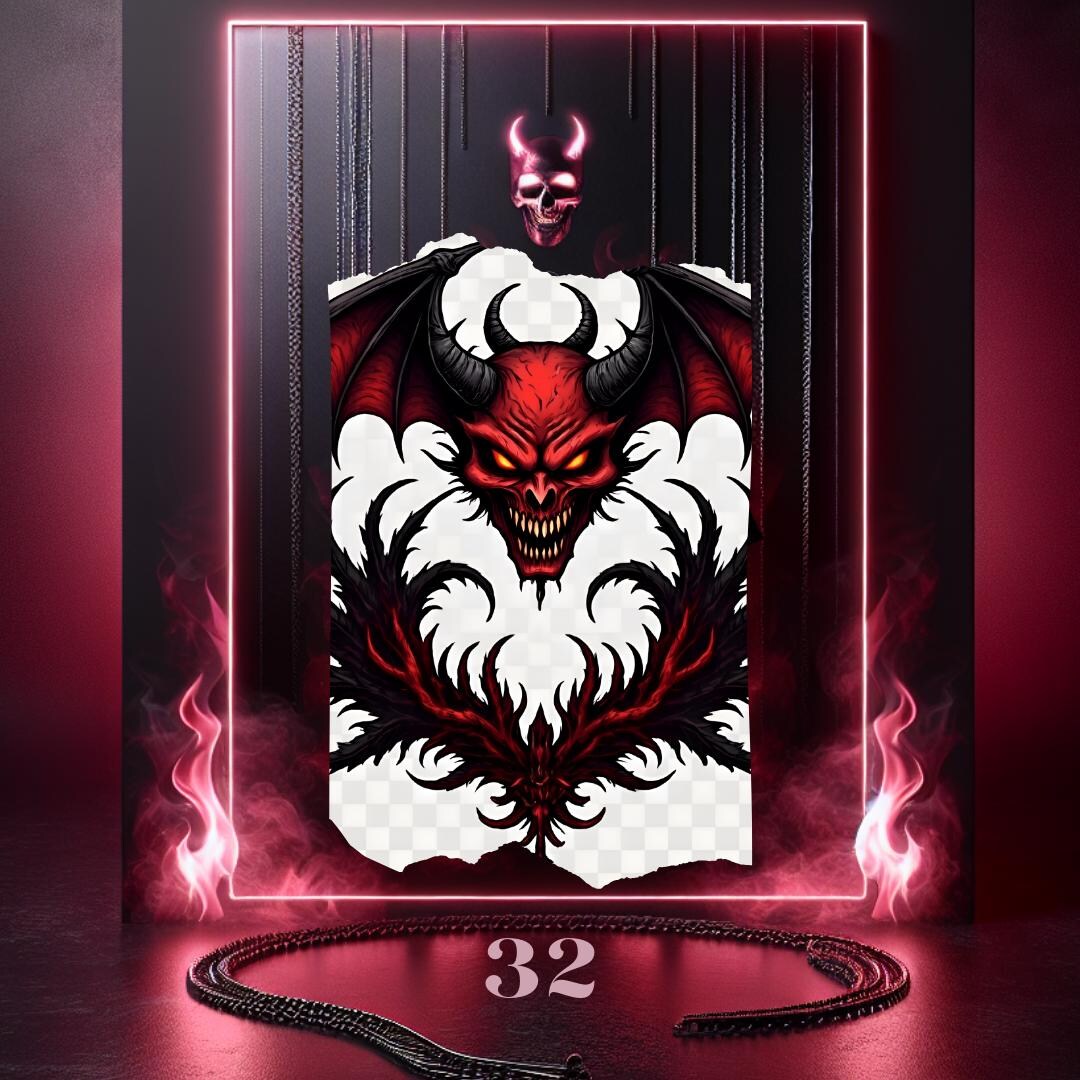 Dark Demon Wings SVG - Red Devil Head Vector Art - Hellish Monster ...