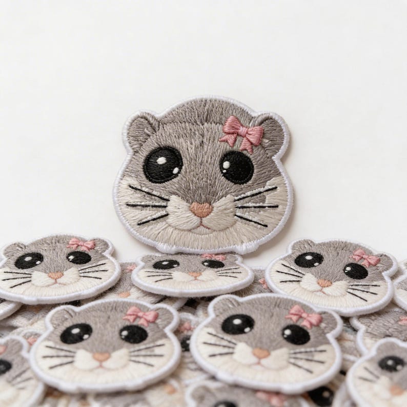 Cute Meme Hamster Cry Embroidered Iron on Patch | Pink Bow Animal ...