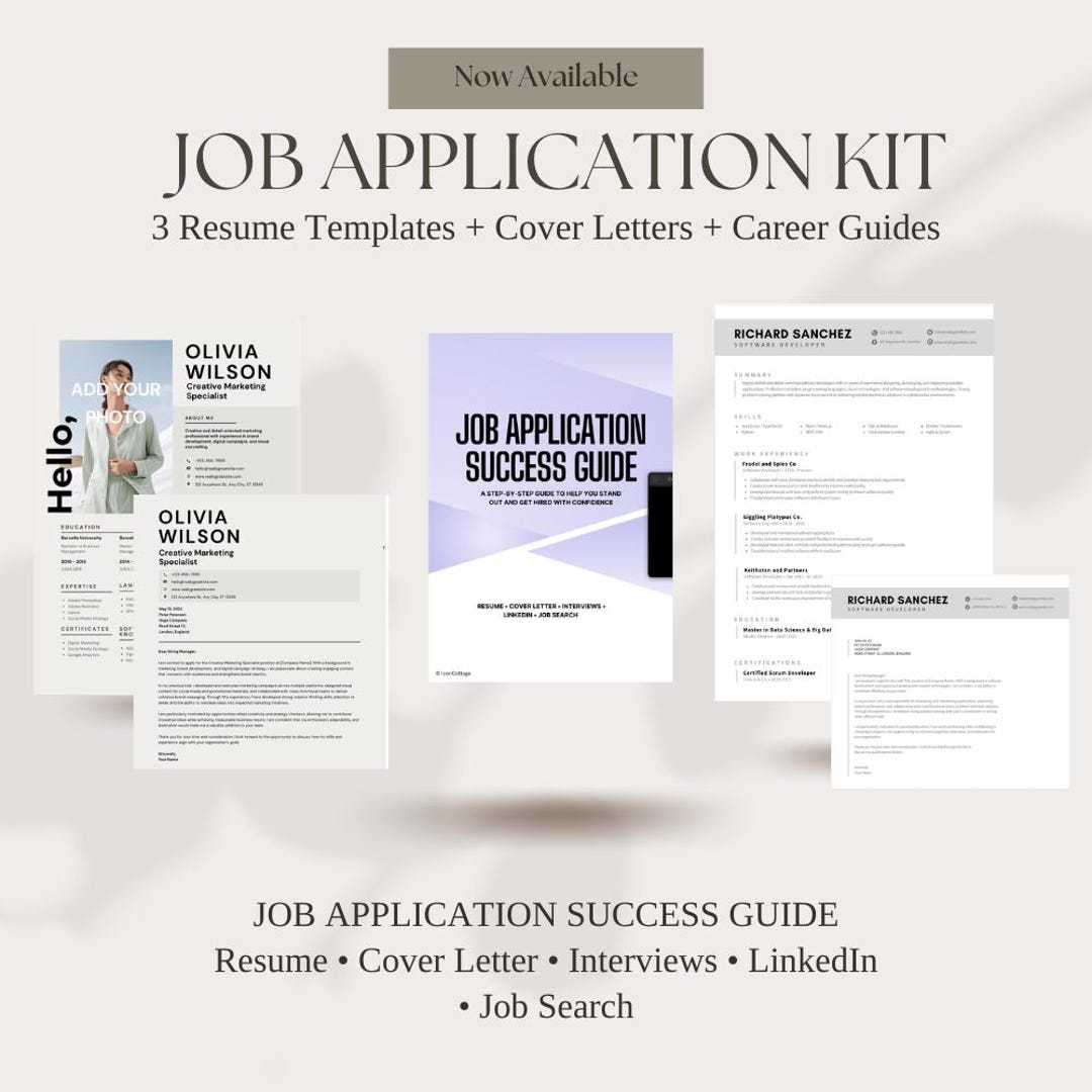 Job Application Kit | Resume Templates Canva | ATS Friendly CV + Cover ...