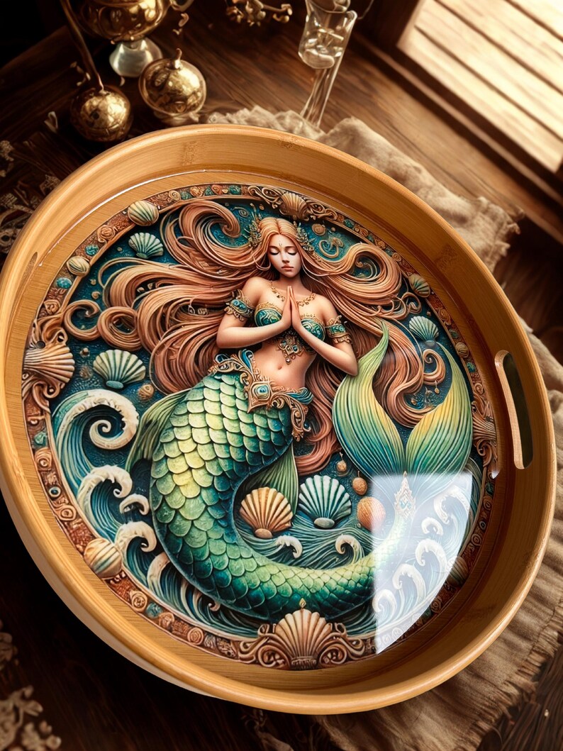 Handmade Mermaid Tray, Epoxy Resin Serving Platter, Coastal Home Decor ...