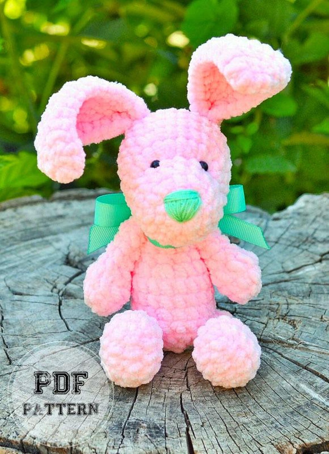 Pink Bunny Crochet Pattern PDF, Plush Amigurumi Bunny Toy Tutorial ...