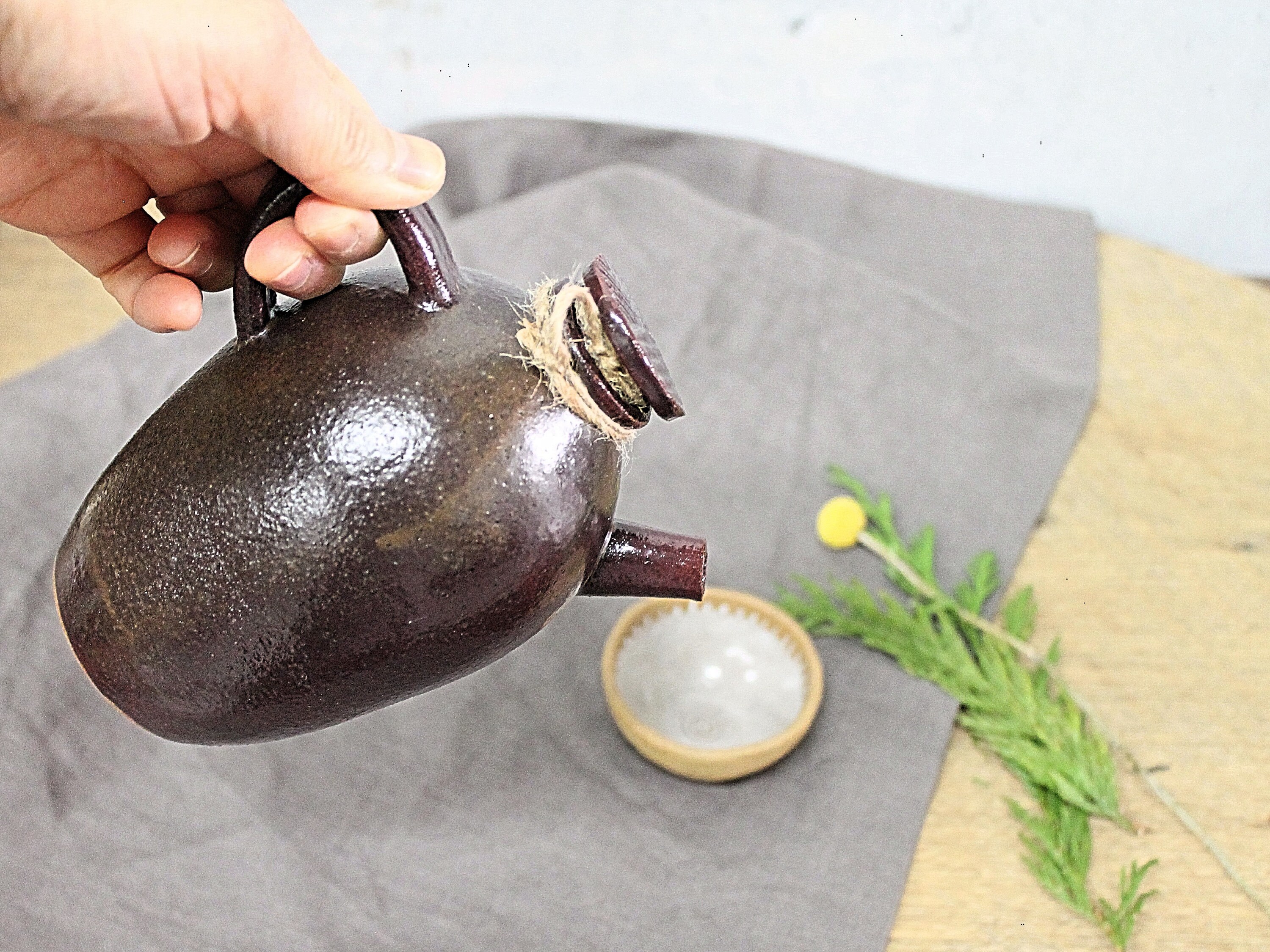 Onggi Pourer, Ceramic Soy Sauce Cruet, Onggi Soy Sauce Bottle, Handmade ...