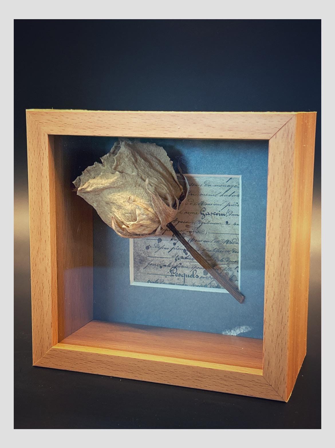 Dried Rose in Deep Shadow Box Frame - Etsy
