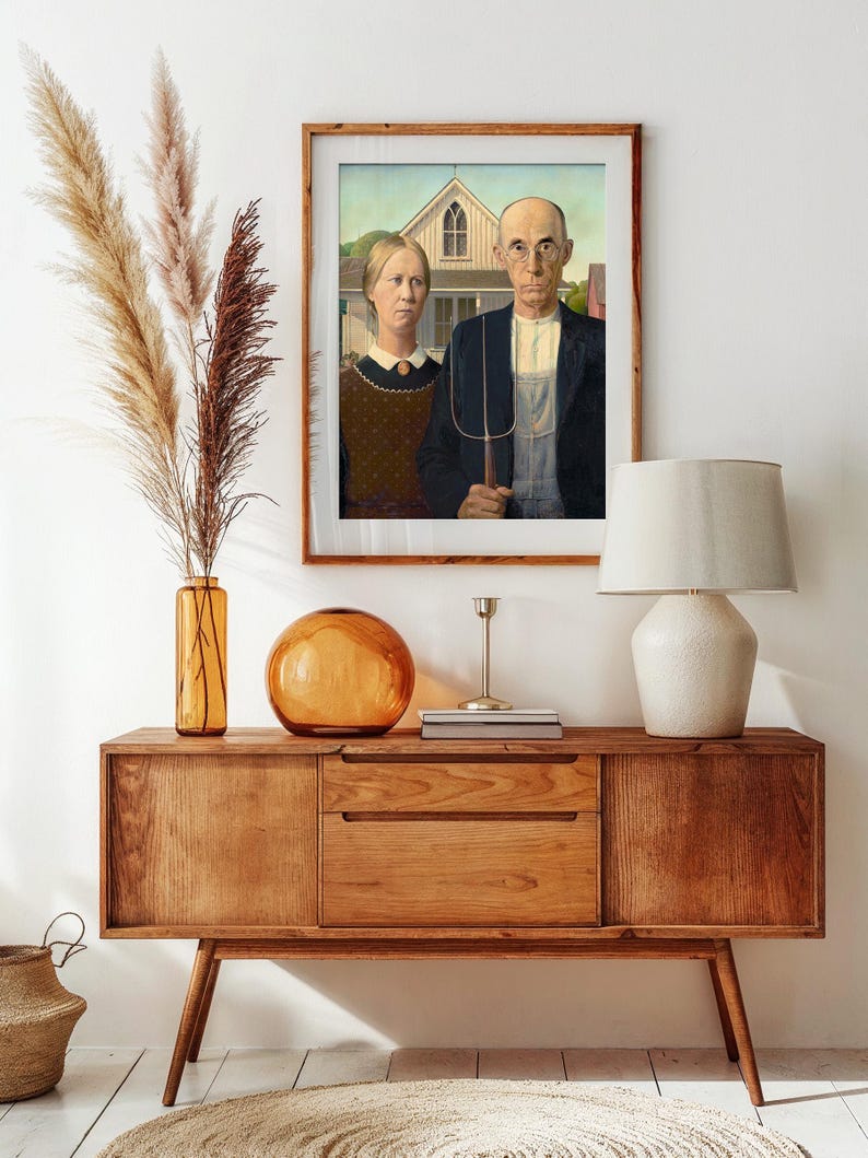 American Gothic Print - Grant Wood Painting, Farmhouse Wall Art ...