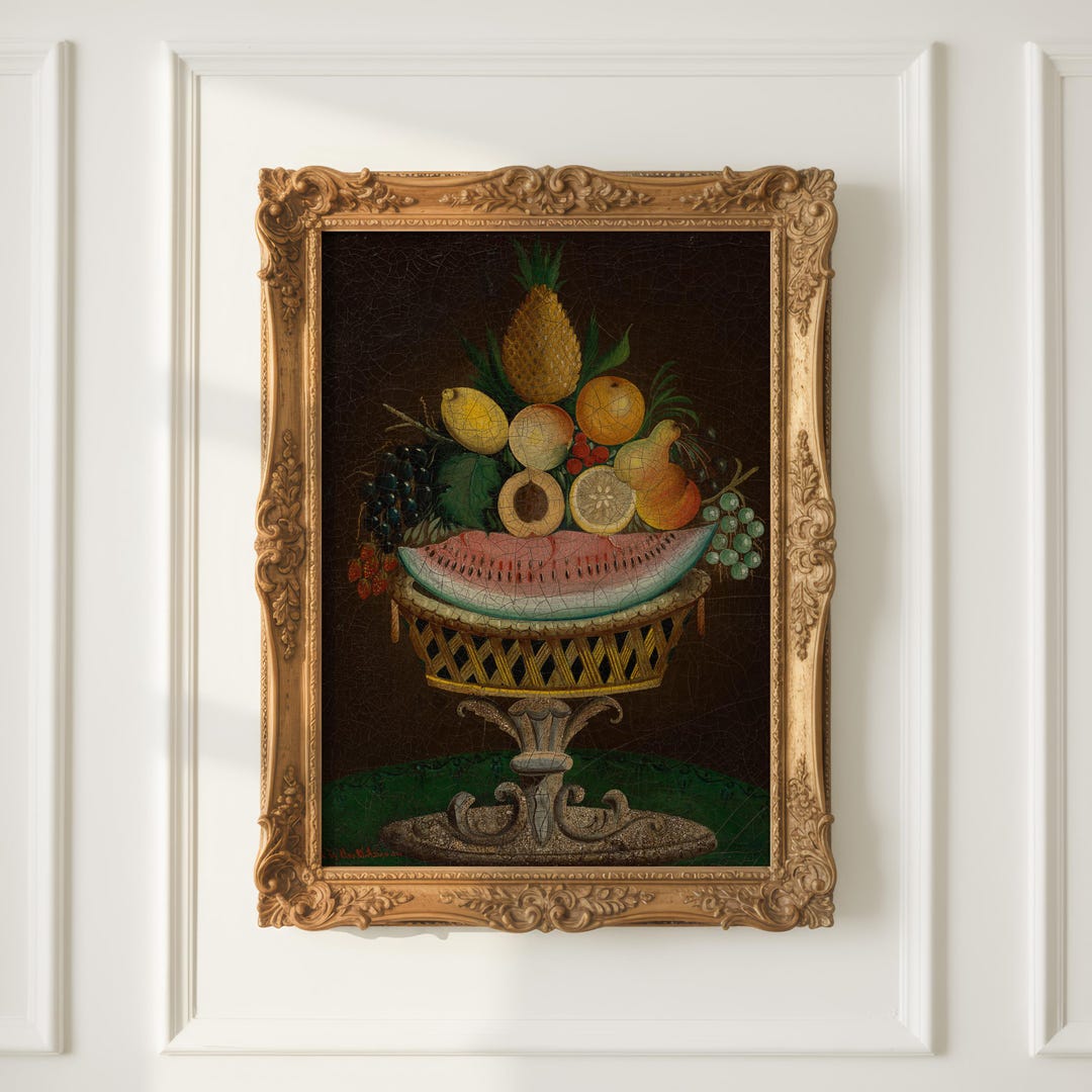 Vintage Fruit Still Life Painting, Old Masters Style Art (digital ...