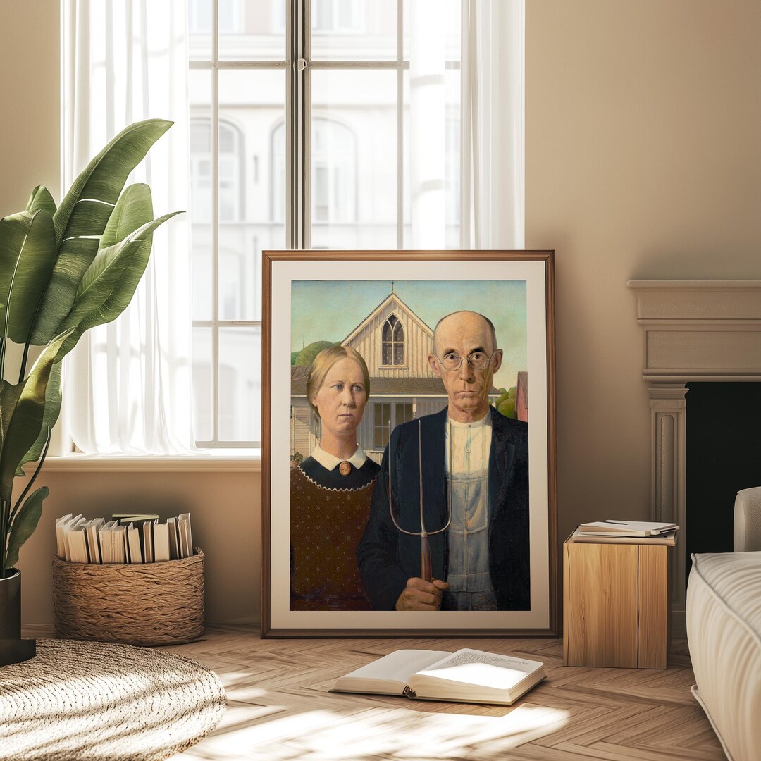 American Gothic Print - Grant Wood Painting, Farmhouse Wall Art ...