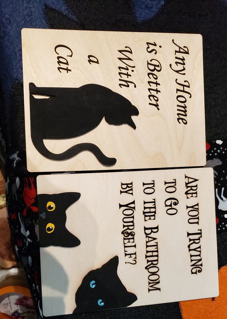 Wood Cat Sign Laser Engraved - Etsy