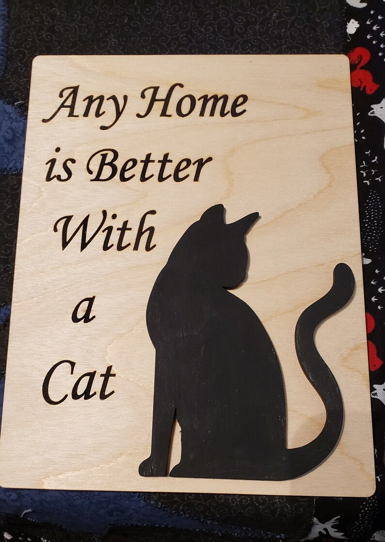 Wood Cat Sign Laser Engraved - Etsy