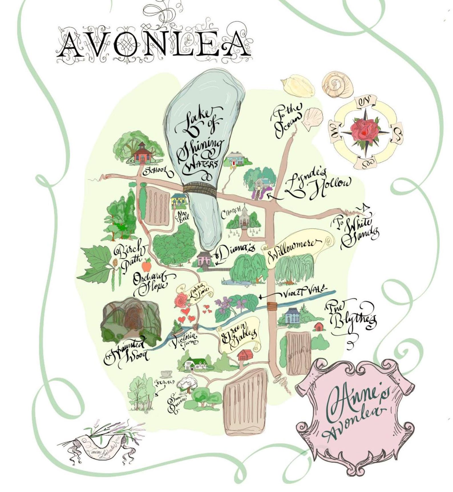 Anne of Green Gables Map: Hand-drawn Avonlea Illustration (digital ...