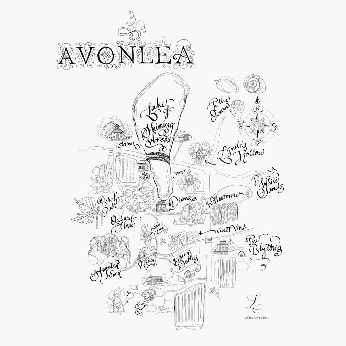 Anne of Green Gables Map: Hand-drawn Avonlea Illustration (digital ...