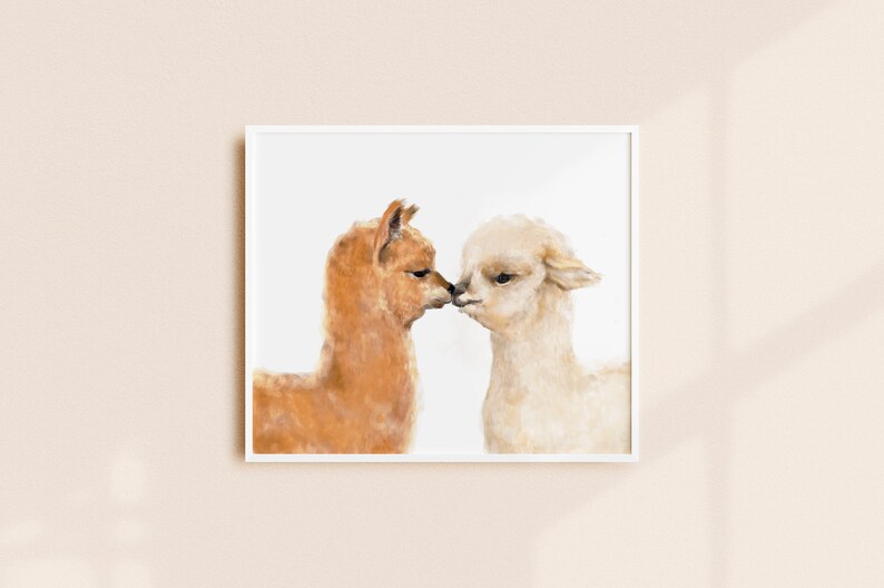 Alpaca Kiss Wall Art Hugs and Kisses Boho Animal Poster - Etsy