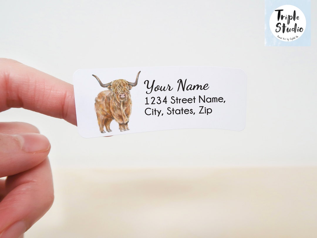Personalized Address Labels - Set of 120 Highland Cow Stickers ...