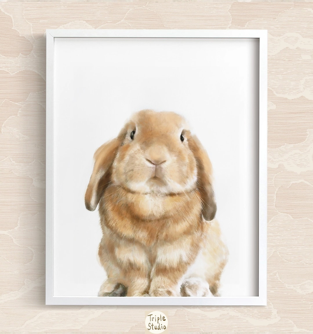 Bunny Rabbit Wall Art Print, Baby Animal Watercolor Painting for Girl ...