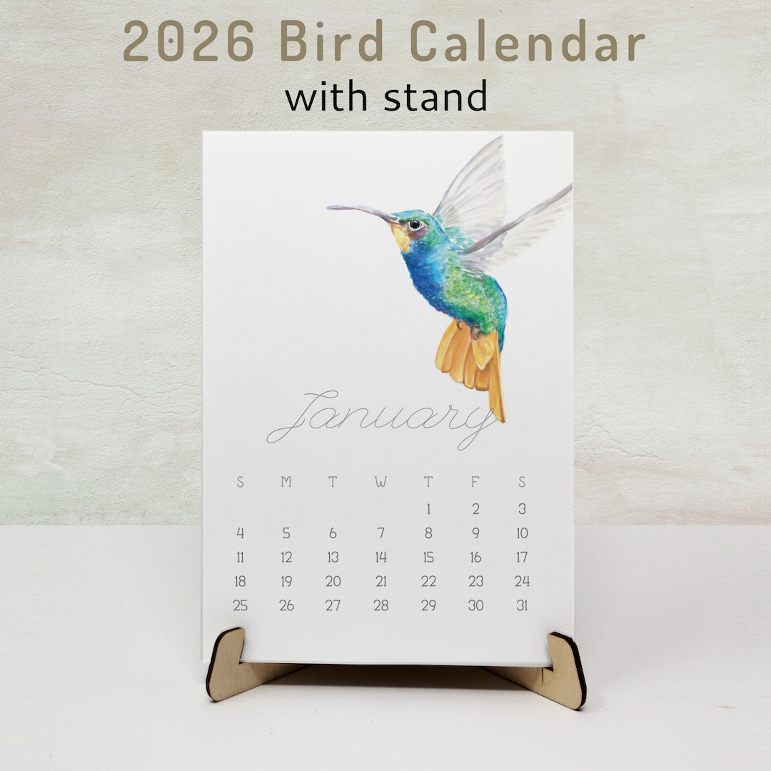 2026 Bird Desk Calendar W/ Stand - Monthly Small Mini Office Planner ...
