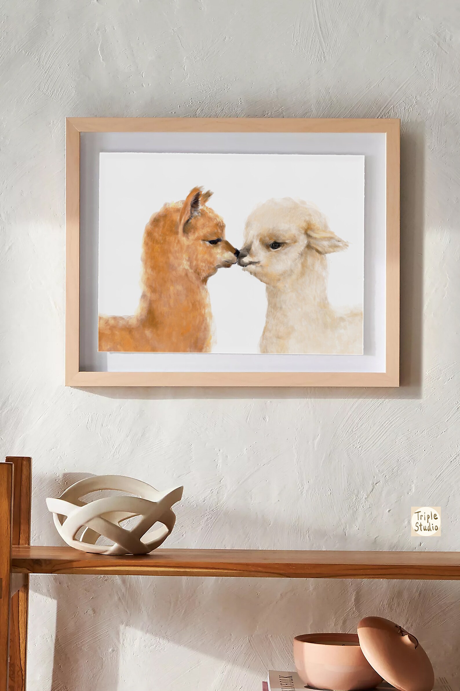 Alpaca Kiss Wall Art Hugs and Kisses, Boho Animal Poster, Llama Happy ...