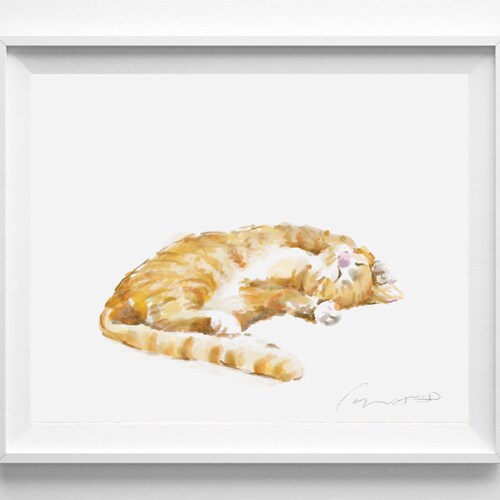 Orange Marmalade Tabby Cat Art Print of My Watercolor Painting - Etsy