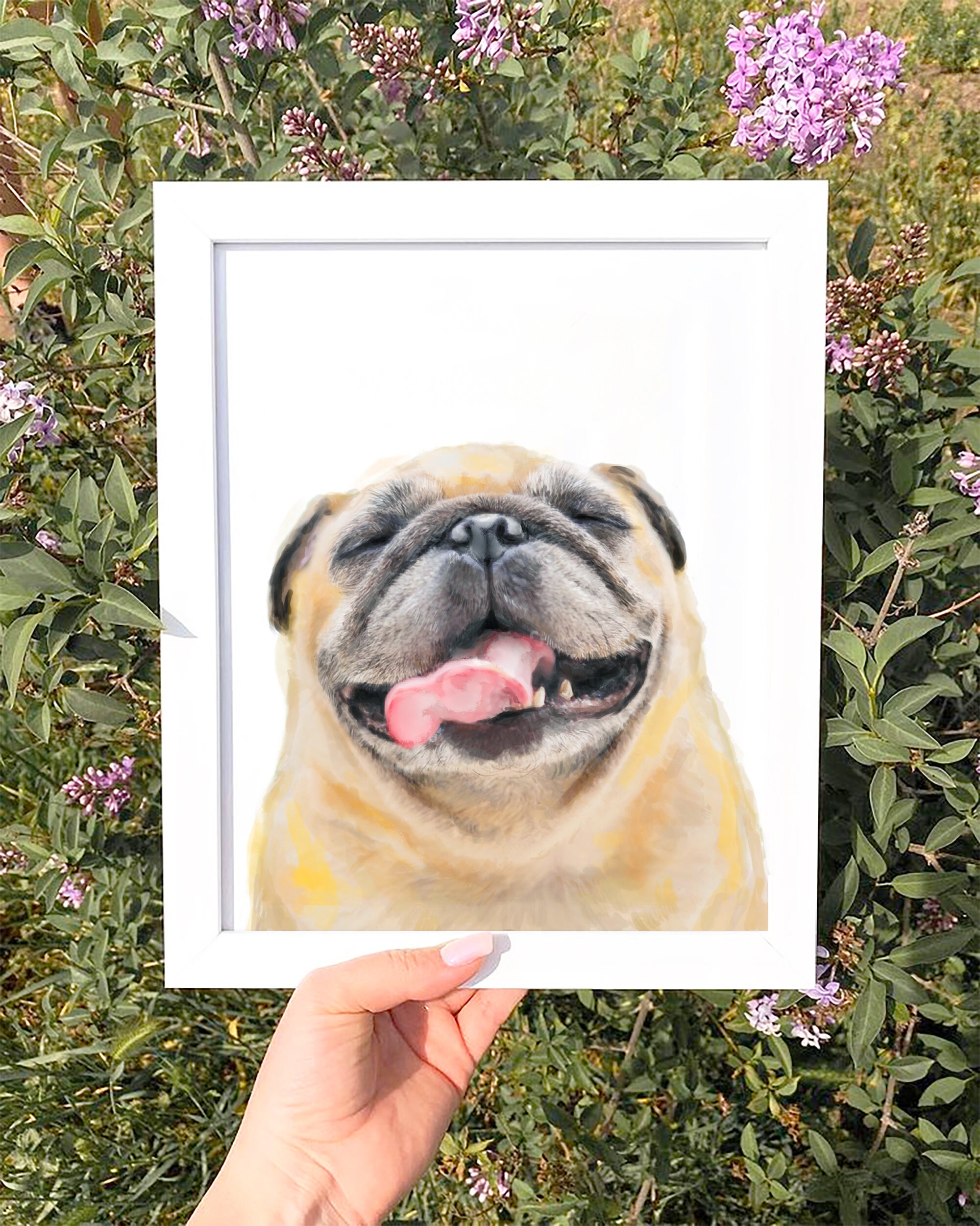 Pug Art , Happy Pug Watercolor Painting - Puppy Dog Gift - Pup Wall Art ...