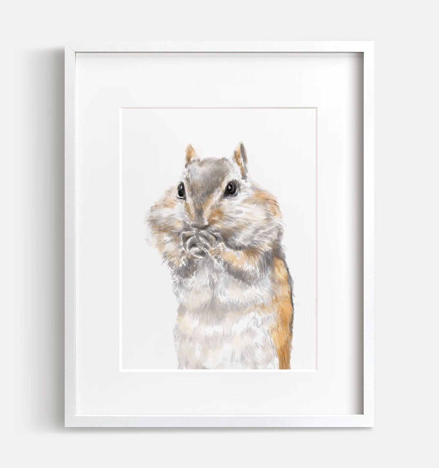 Chipmunk Art Print, Cute Woodland Animal Room Decor, Nursery Wall Art ...