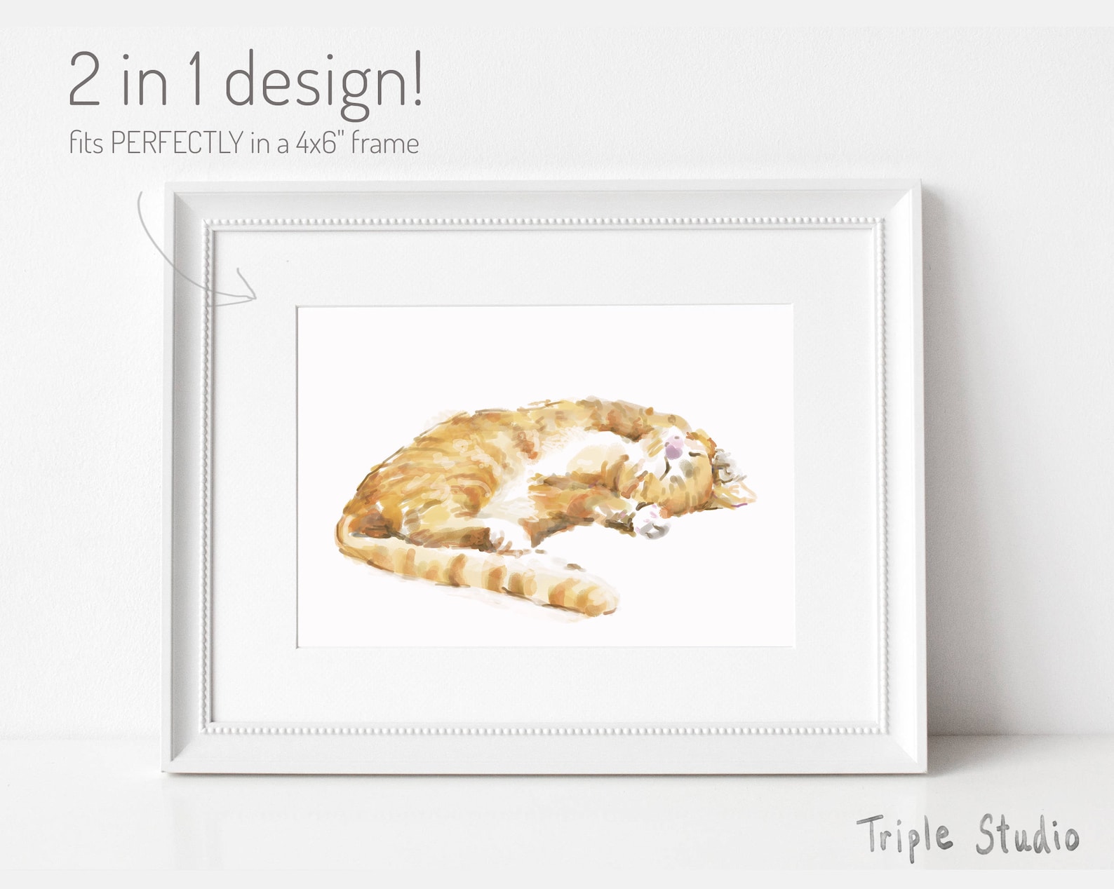 Orange Tabby Cat Card, Blank, Ginger Kitty, Watercolor Art Note Cards ...