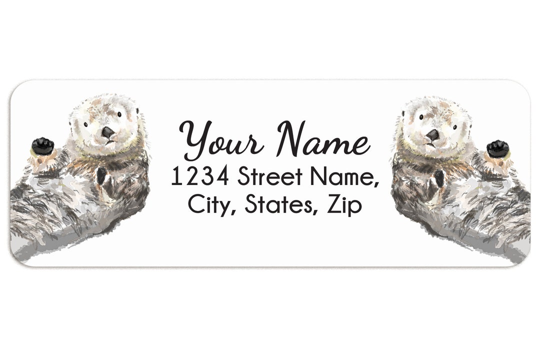 Personalized Sea Otters Return Address Label Stickers, 120 Pieces - New ...
