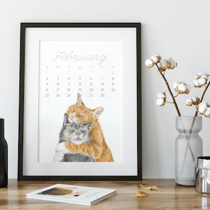 2025 Cat Desk Calendar W/ Stand Monthly Small Mini Office Planner ...