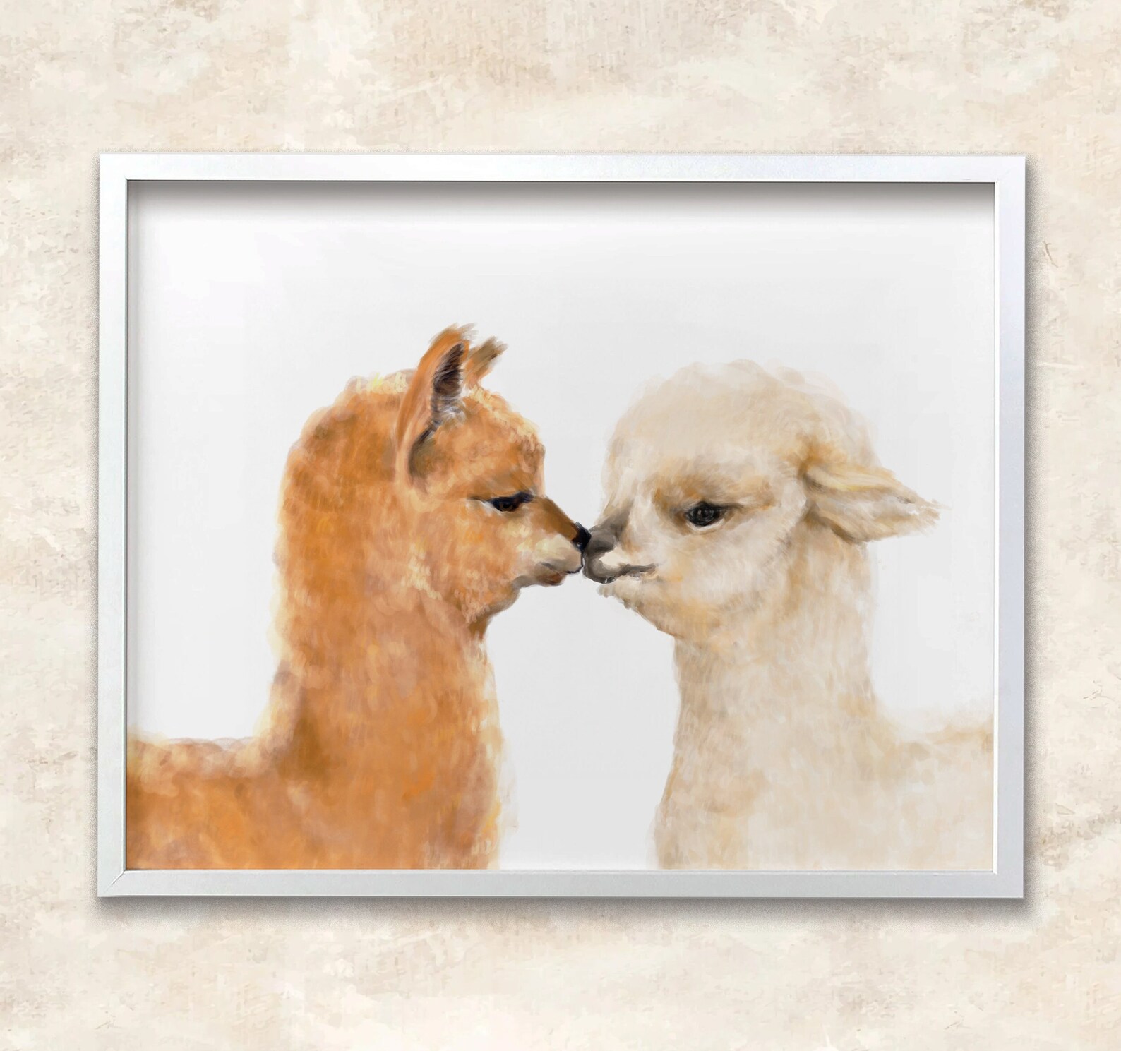 Alpaca Kiss Wall Art Hugs and Kisses, Boho Animal Poster, Llama Happy ...