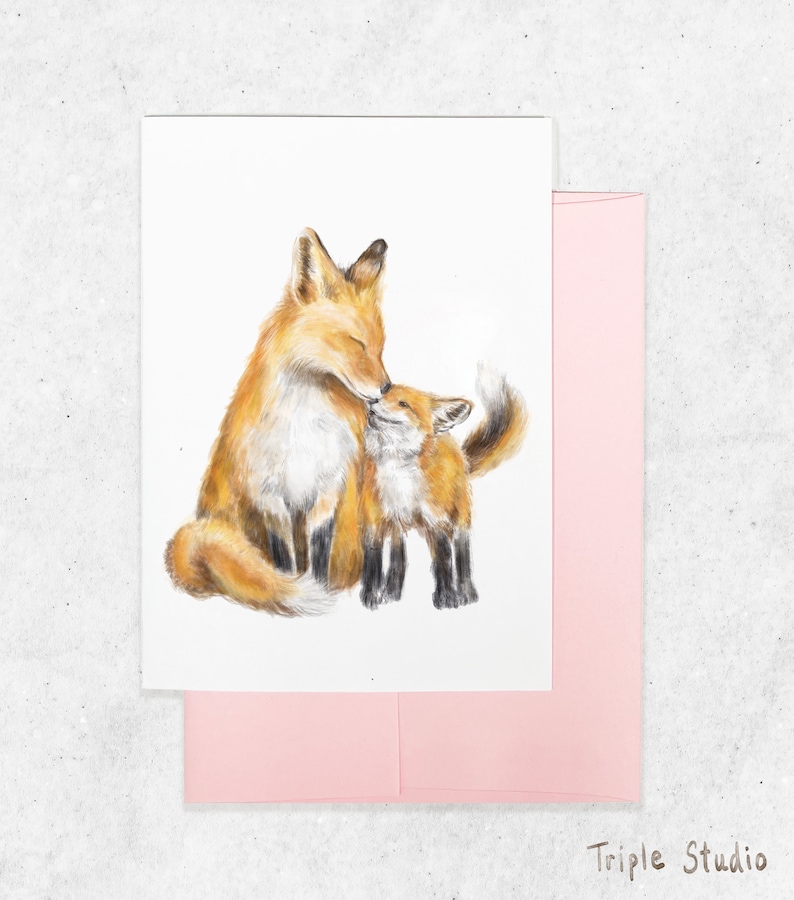 Best Mum Ever Fox Baby and Mom Card Expecting Newborn - Etsy