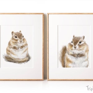 Chipmunk Art Print, Cute Woodland Animal Room Decor, Nursery Wall Art ...